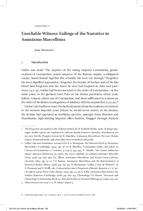(PDF) Unreliable Witness: Failings of the Narrative in Ammianus Marcellinus