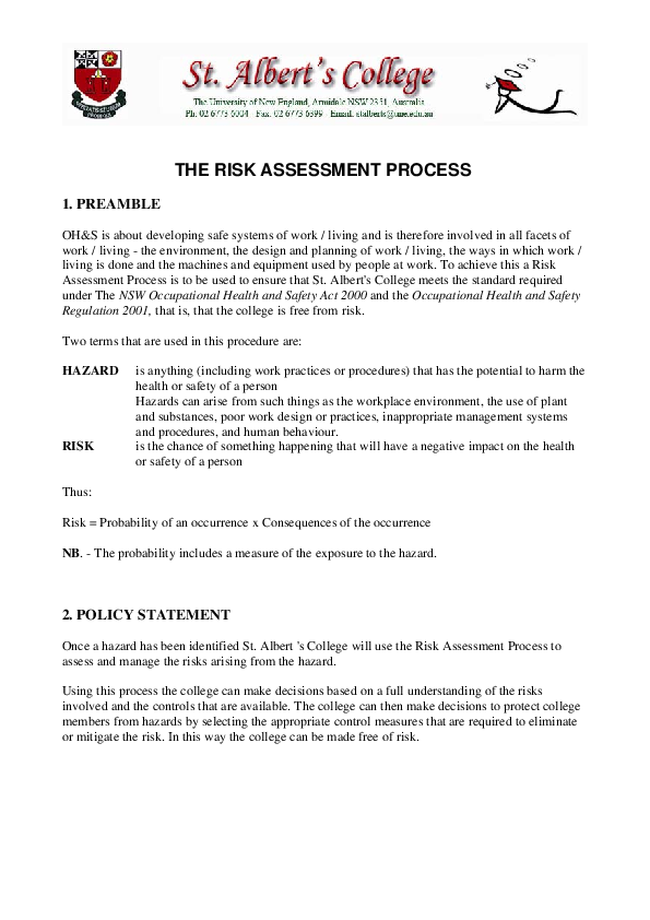 (PDF) THE RISK ASSESSMENT PROCESS