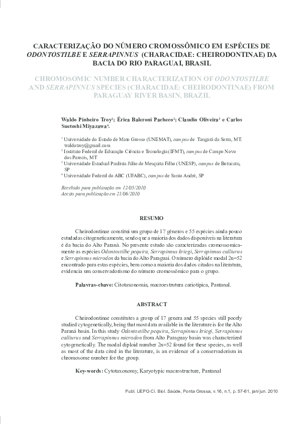 (PDF) CARACTERIZAÇÃO DO NÚMERO CROMOSSÔMICO EM ESPÉCIES DE ODONTOSTILBE ...