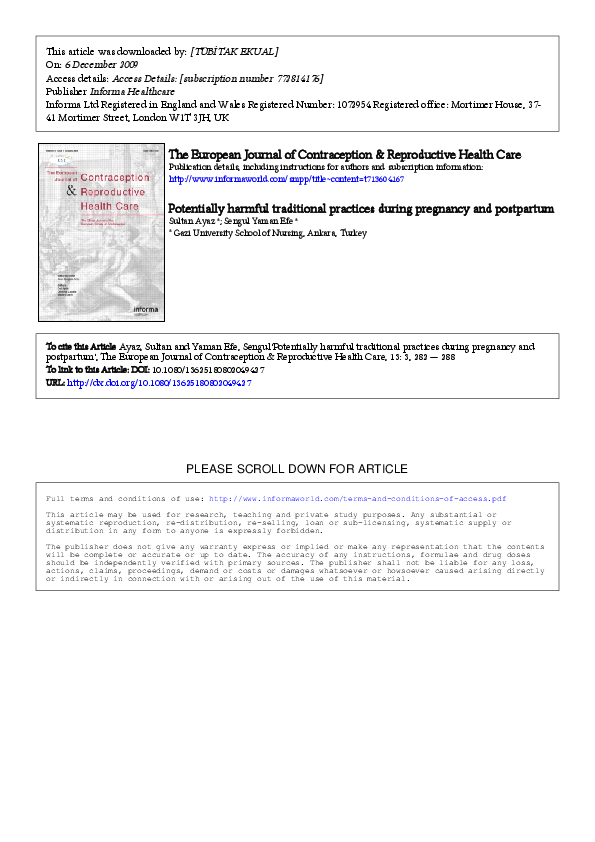 (PDF) Potentially harmful traditional practices during pregnancy and ...