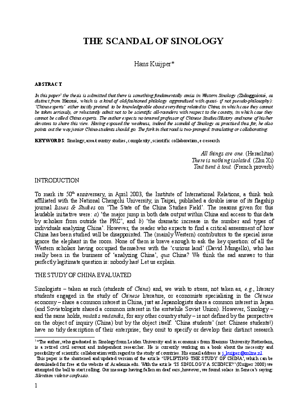 (DOC) THE SCANDAL OF SINOLOGY