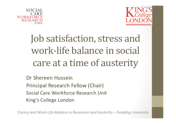 (PDF) Job satisfaction, stress and work-life balance in social care at ...