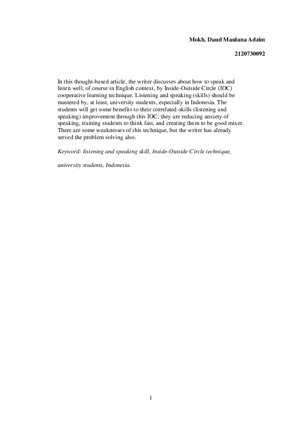 (PDF) Improving Speaking & Listening Skills through Inside-Outside ...