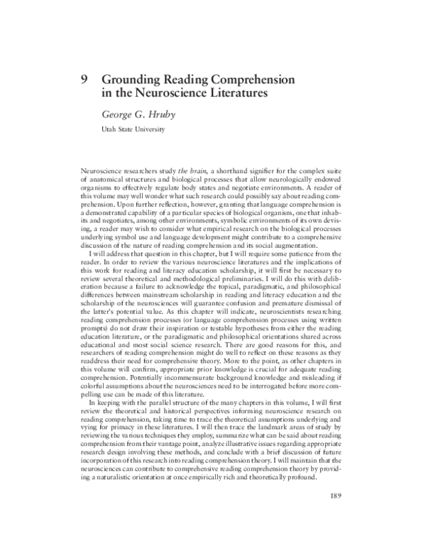 (PDF) Grounding reading comprehension theory in the neuroscience ...