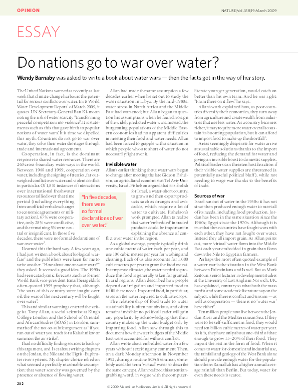 (PDF) Do nations go to war over water