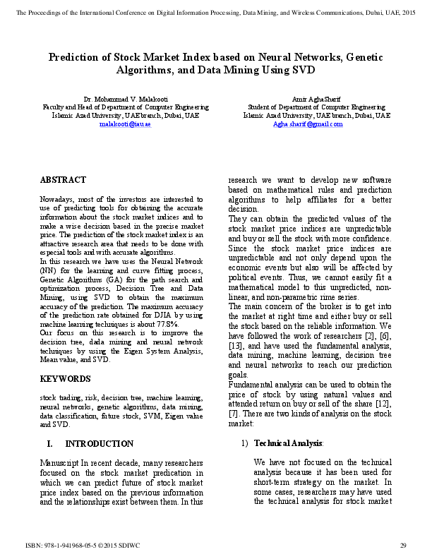 Pdf Prediction Of Stock Market Index Based On Neural Networks