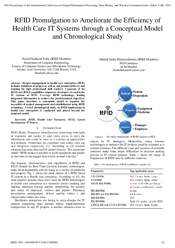 (PDF) RFID Promulgation to Ameliorate the Efficiency of Health Care IT ...