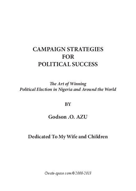 (PDF) Campaign Strategies for Political Success