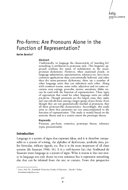 (PDF) Pro-forms: Are Pronouns Alone in the Function of Representation?