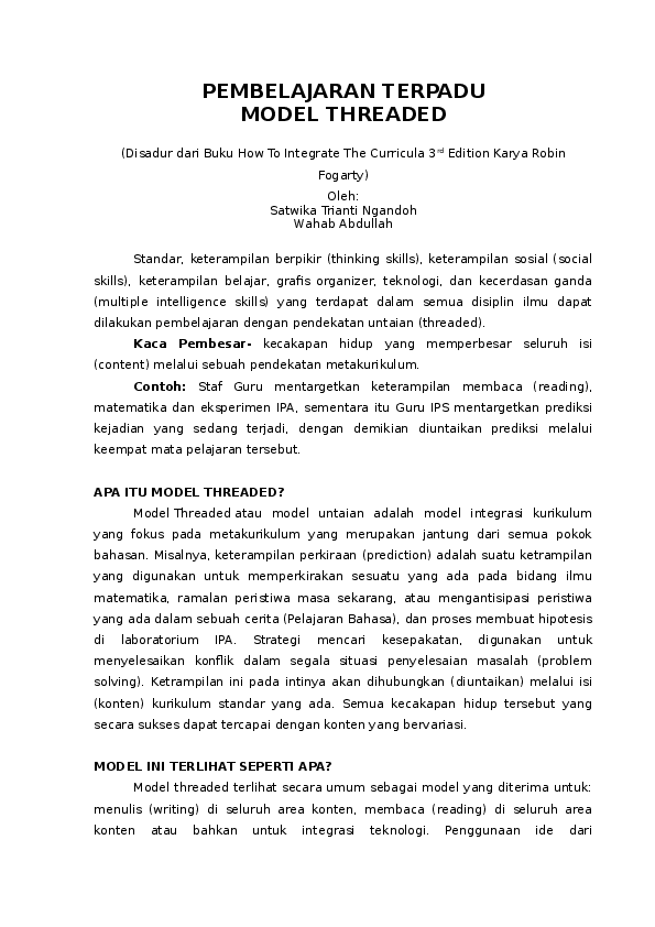 (DOC) integrasi kurikulum model threaded