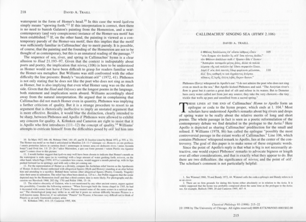 (PDF) Callimachus' Singing Sea (Hymn 2.106)