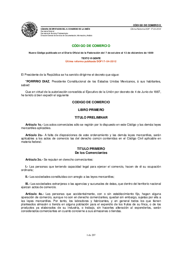 (PDF) CÓDIGO DE COMERCIO DE MEXICO | Jose Luis Lopez Buentello - Academia.edu