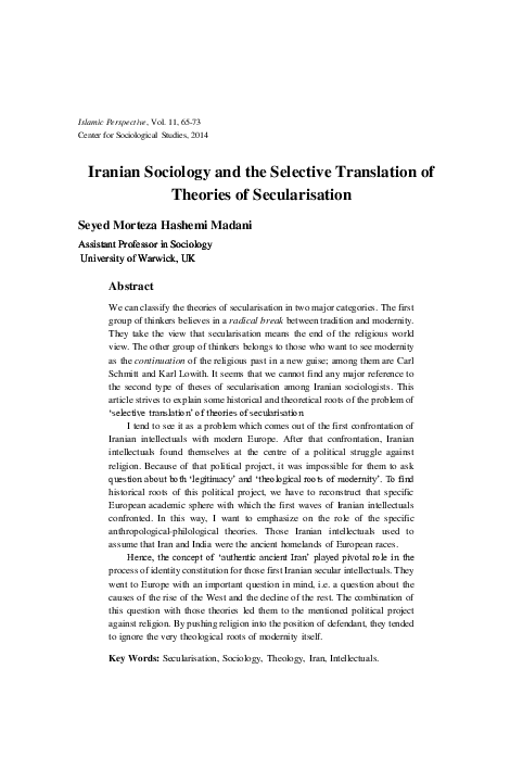 (PDF) Iranian Sociology and the Selective Translation of Theories of ...
