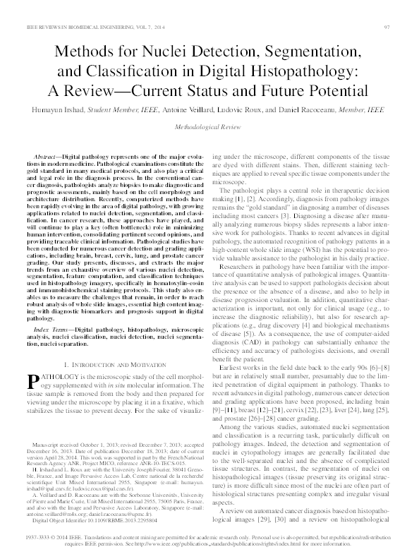 Pdf Methods For Nuclei Detection Segmentation And Classification In
