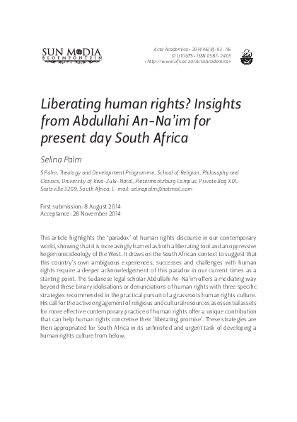 (PDF) Liberating Human Rights? Insights from Abdullahi an-Na'im for ...