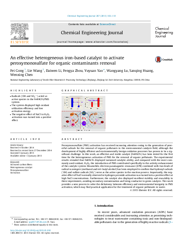 (PDF) An effective heterogeneous iron-based catalyst to activate ...