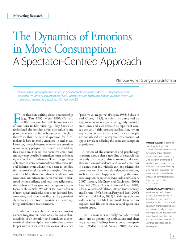 (PDF) The Dynamics of Emotions in Movie Consumption: A Spectator ...