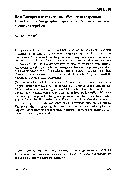(PDF) East European managers and Western management theories: an ...