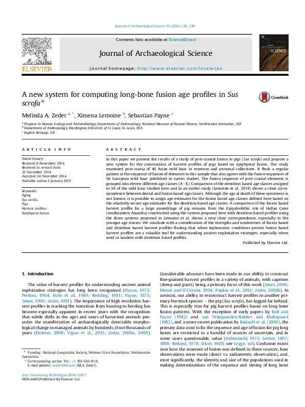 A New System for Computing Long-Bone Fusion Age Profiles in Sus scrofa