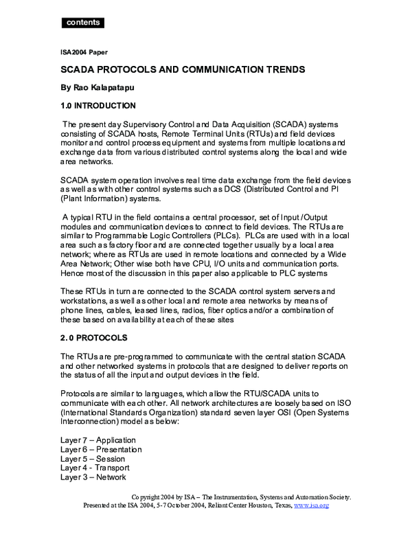 (PDF) SCADA PROTOCOLS AND COMMUNICATION TRENDS