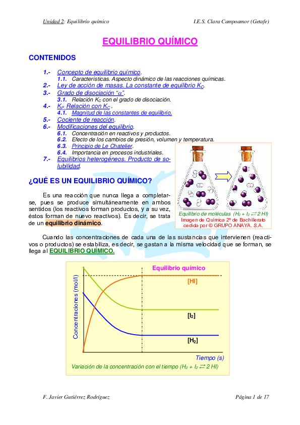 (PDF) Unidad 2: Equilibrio químico