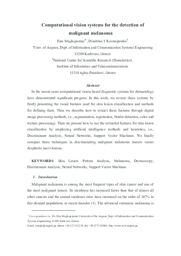 (PDF) Computational vision systems for the detection of malignant ...