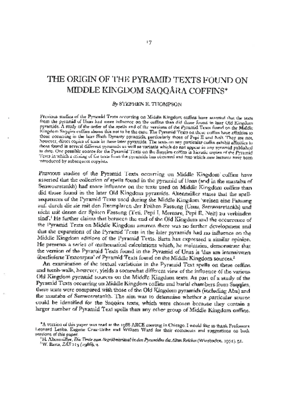 (PDF) The Origin of the Pyramid Texts found on Middle Kingdom Saqqara ...