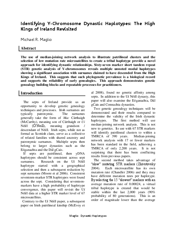 (PDF) Identifying Y-Chromosome Dynastic Haplotypes: The High Kings of ...