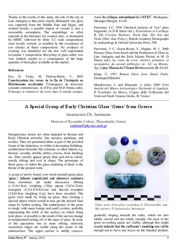 (PDF) A Special Group of Early Christian Glass ‘Gems’ from Greece