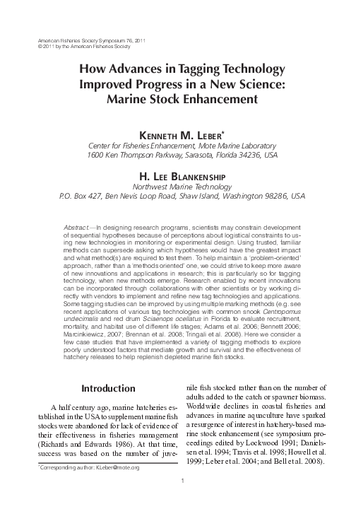 (PDF) How advances in tagging technology improved progress in a new ...