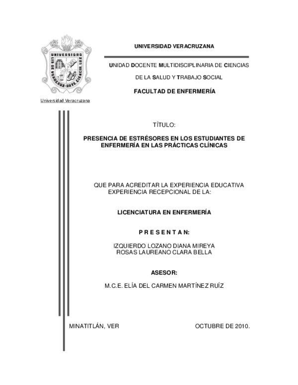 (PDF) FACULTAD DE ENFERMERÍA TÍTULO: UNIVERSIDAD VERACRUZANA UNIDAD DOCENTE MULTIDISCIPLINARIA ...