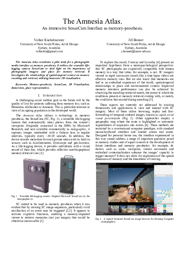 (PDF) The Amnesia Atlas. An immersive SenseCam Interface as memory ...