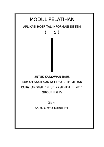 (DOC) MODUL PELATIHAN APLIKASI HOSPITAL INFORMASI SISTEM