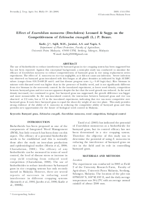 (PDF) Effect of Exserohilum monoceras (Drechslera) Leonard & Suggs on ...
