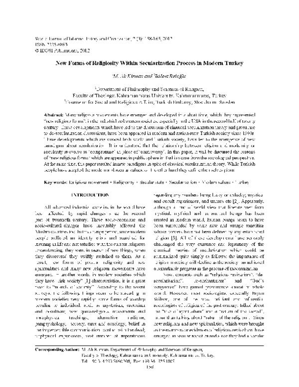 (PDF) New Forms of Religiosity Within Secularization Process in Modern ...