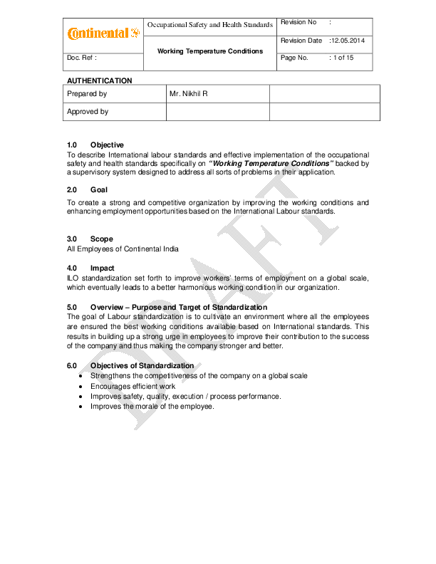 (PDF) ILO Standards- Working Temperature
