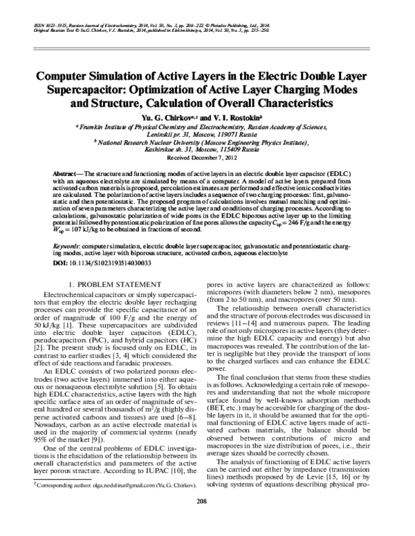 (PDF) Computer Simulation of Active Layers in the Electric Double Layer ...