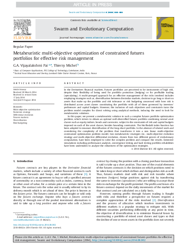 (PDF) Regular Paper Metaheuristic multi-objective optimization of ... (PDF) Regular Paper Metaheuristic multi-objective optimization of ...