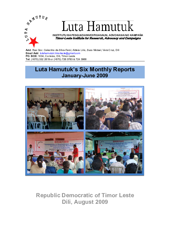 (PDF) INSTITUTU BA PESQUIZA/INVESTIGASAUN, ADVOKASIA NO KAMPAÑA Timor ...