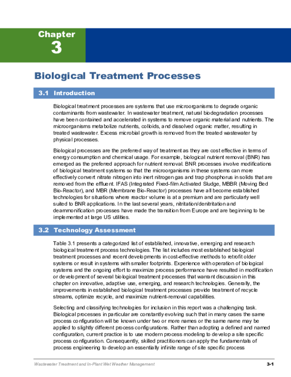 (PDF) Chapter 3 Biological Treatment Processes 3.1 Introduction