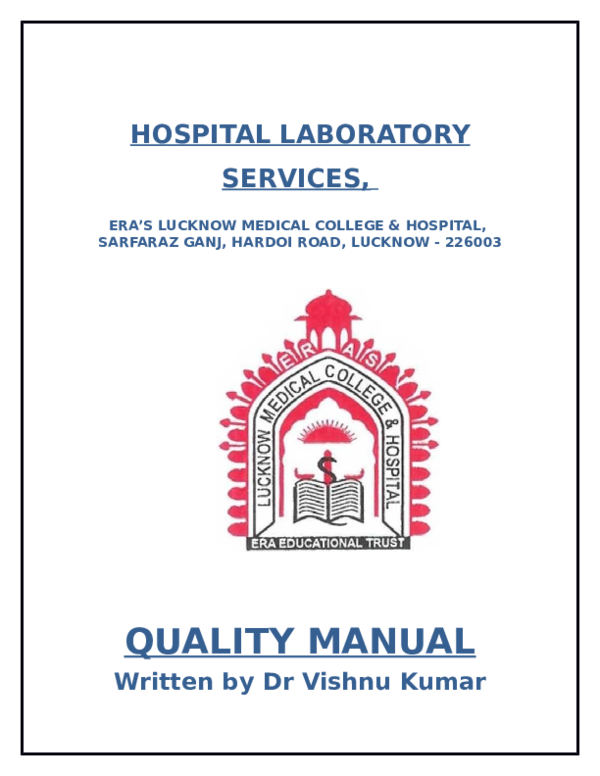 (DOC) Cover page for Quality Manual