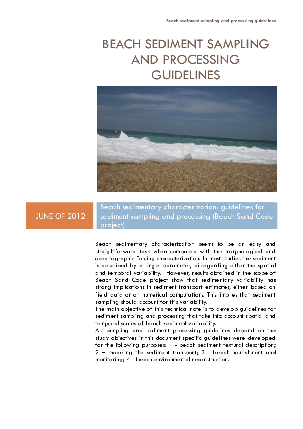 (PDF) BEACH SEDIMENT SAMPLING AND PROCESSING GUIDELINES