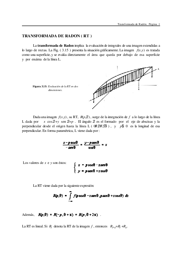 (PDF) Transformada TRANSFORMADA DE RADON ( RT