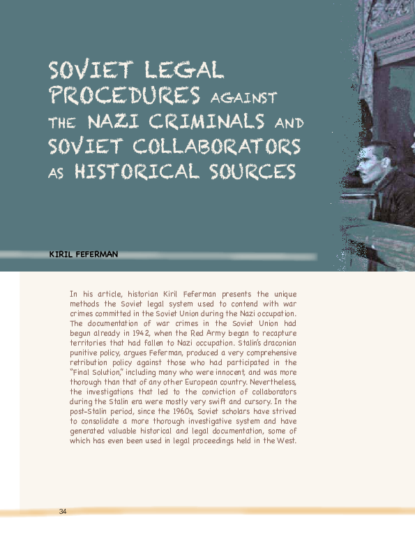 (PDF) “Soviet legal procedures against the Nazi criminals and Soviet ...