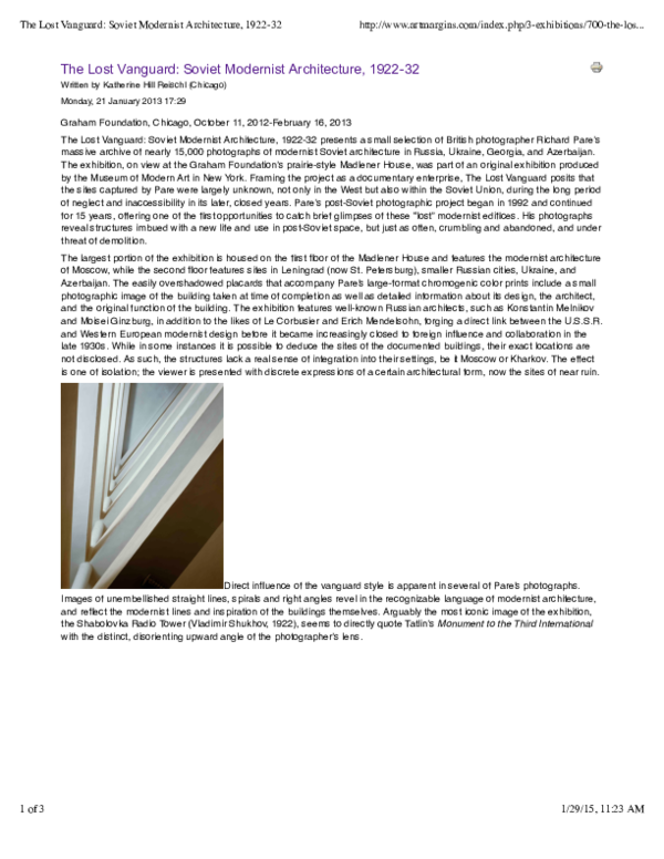 (PDF) Exhibition Review: The Lost Vanguard