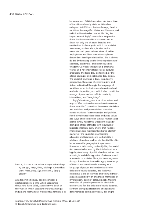 (PDF) Asian Voices in a Postcolonial Age – By Susan Bayly