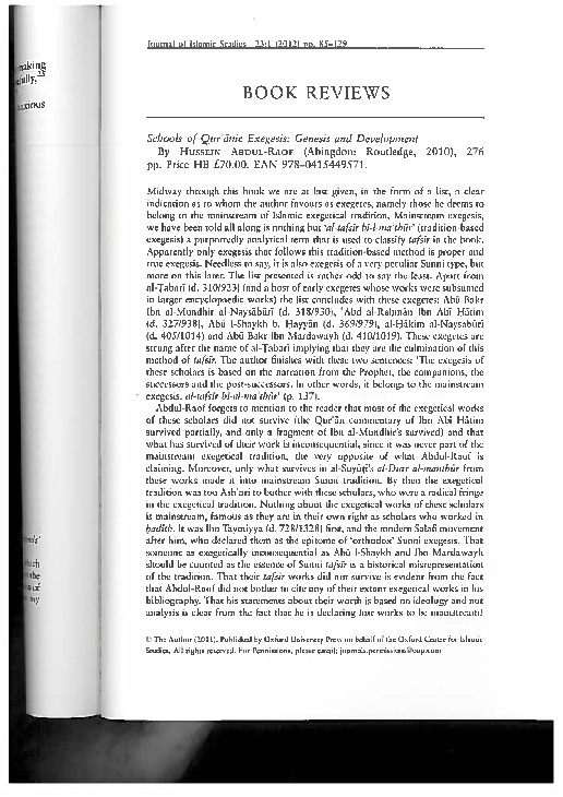 (PDF) Review of Schools of Qur'anic Exegesis: Genesis and Development ...