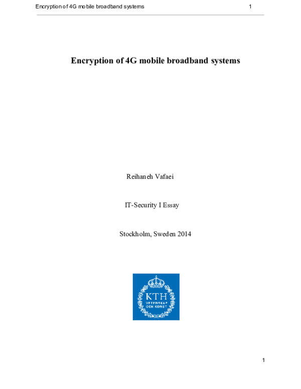 (PDF) Encryption of 4G mobile broadband systems