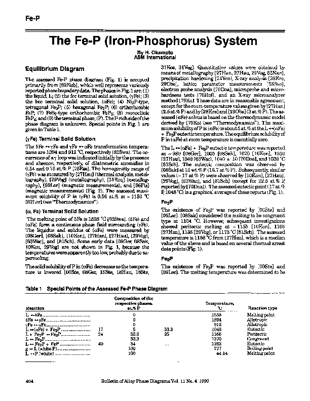 (PDF) The Fe-P (Iron-Phosphorus) System