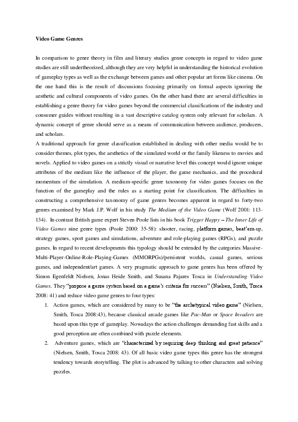 Video Game Genres - Typology